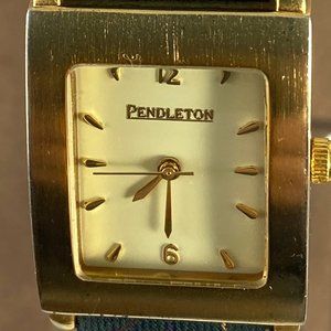 Pendleton | Accessories | Pendleton Green Blue Plaid Tank Watch Gold ...